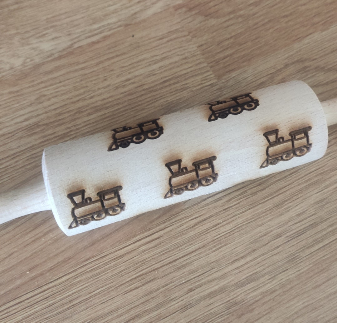 Engraved Beech Wood Mini Rolling Pin – Train Design, Housewarming Gift ...