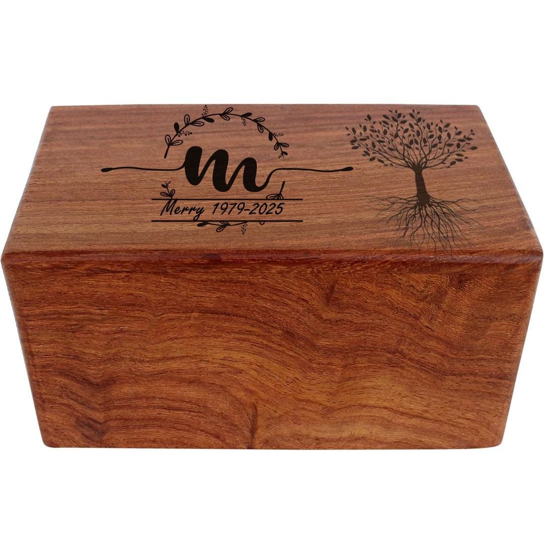 Sheesham Wood Urn Box | Memorial Keepsake, Custom Design - Etsy