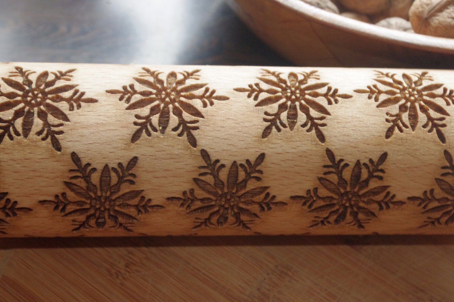 Laser Engraved Rolling Pin With Snowflakes - Etsy