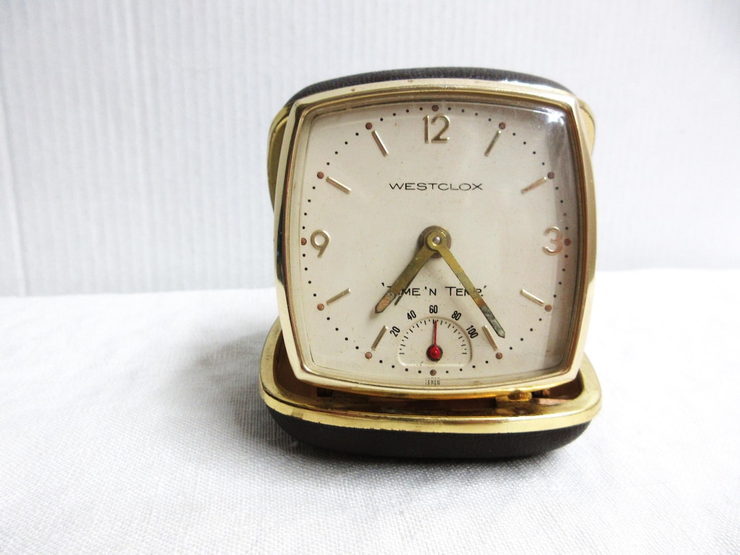 Westclox Mechanical Travel Alarm Clock, Time and Temp. Wind up Clock ...