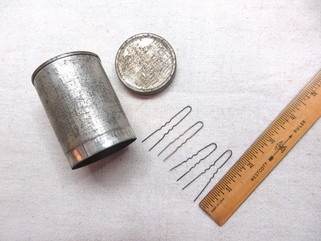 Antique Empty Tin With Bobby Pins - Rustic Storage Decor - Etsy