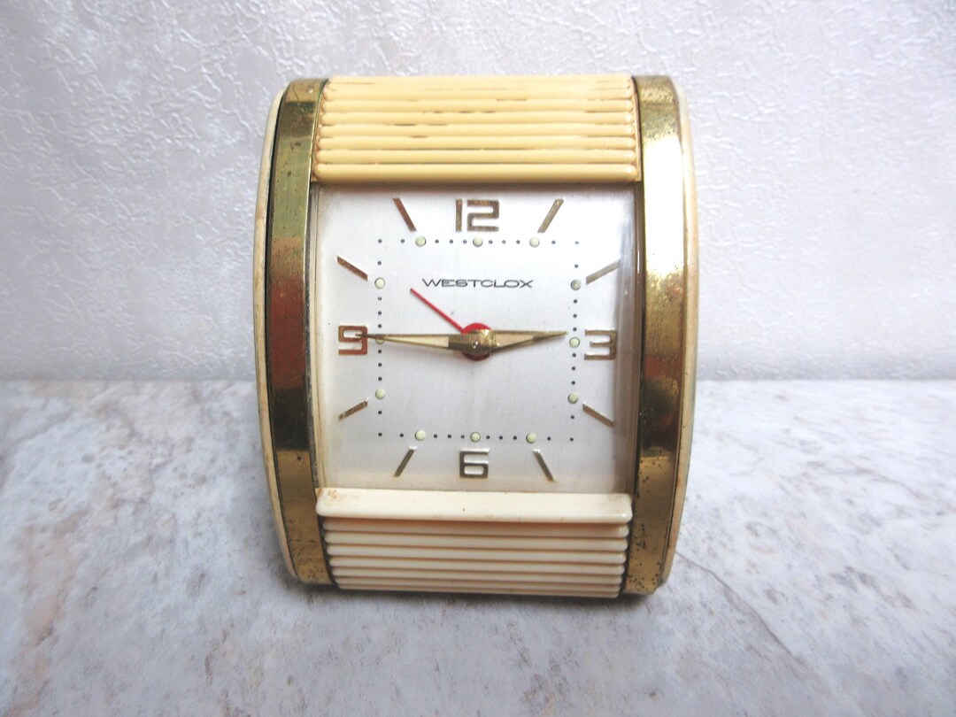 Westclox MCM Wind up Alarm Clock: Slide Face Cover (needs Repair) Keeps ...