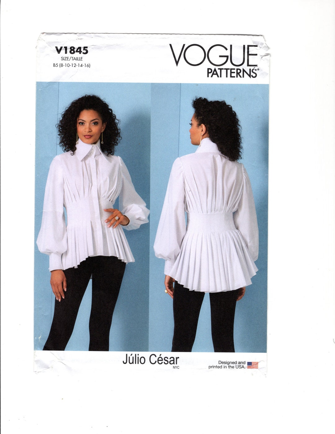 Sewing Pattern for Women Misses Peplum Shirt With Bishop Sleeves Vogue ...