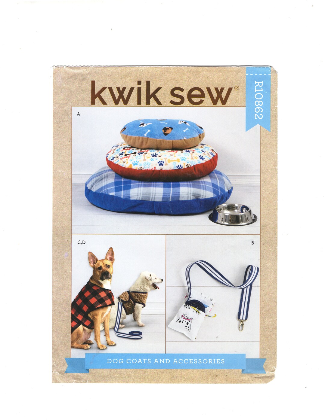 Sewing Pattern for Dogs Pets Round Dog Beds Leash Harness Vest Coat ...