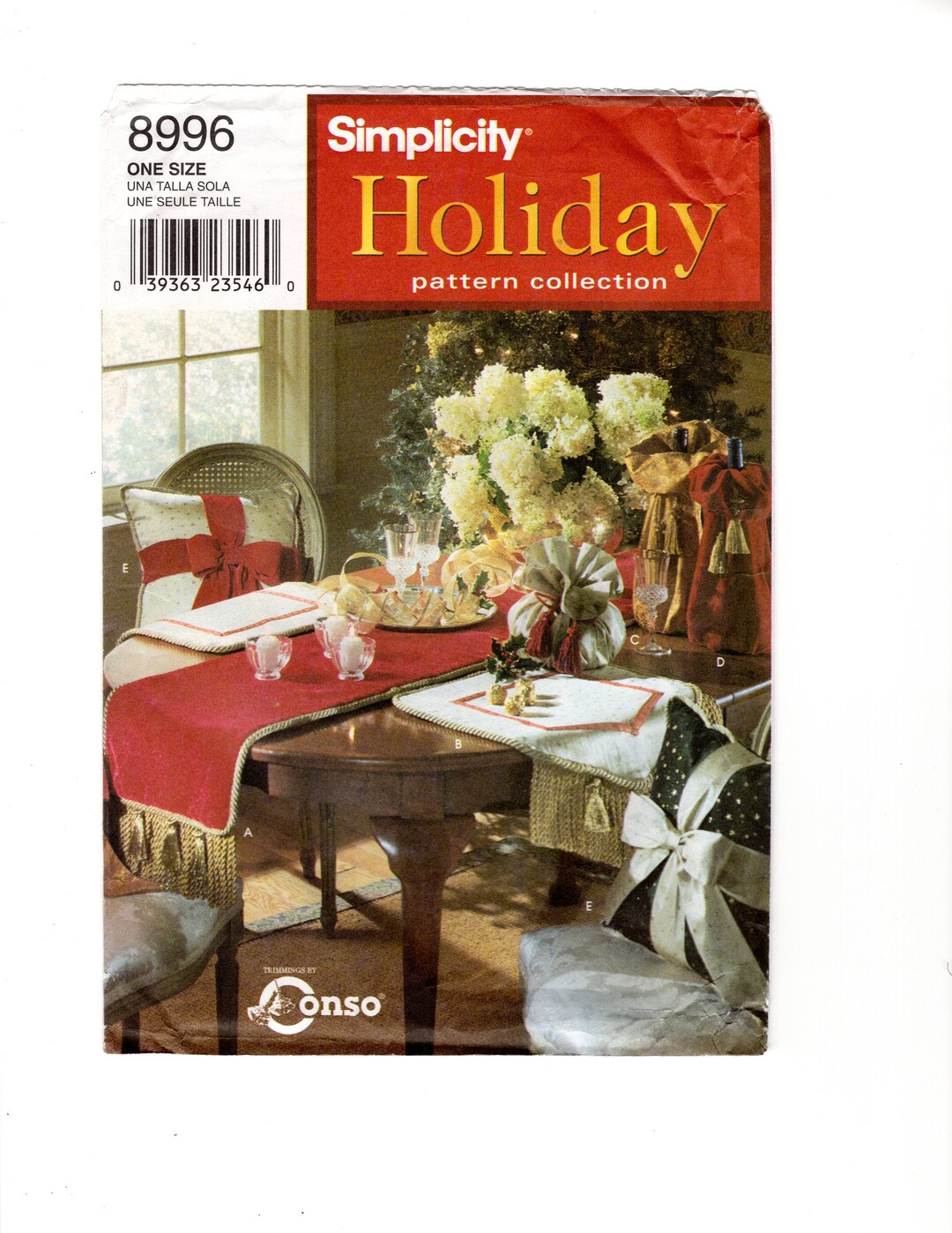 Sewing Pattern for Holiday Christmas Table Decorations Simplicity 8996 ...