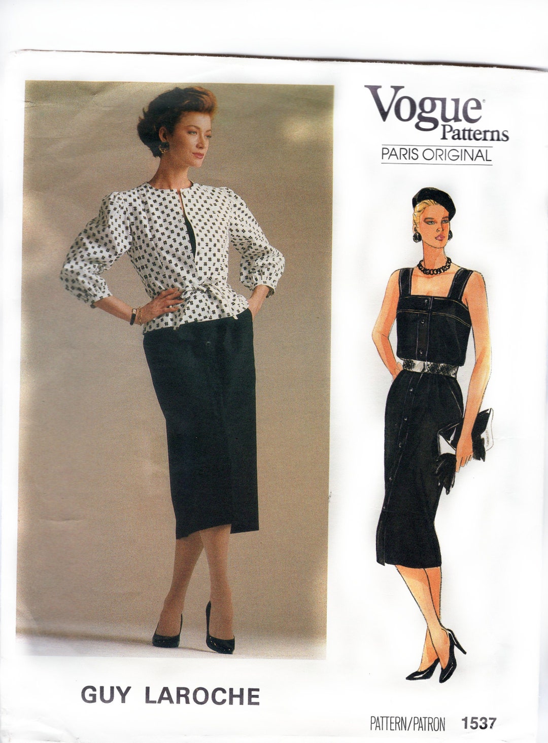 Vintage 1980s Sewing Pattern for Women Jacket Dress Shoulder Straps Fitted Bodice Straight Skirt ...