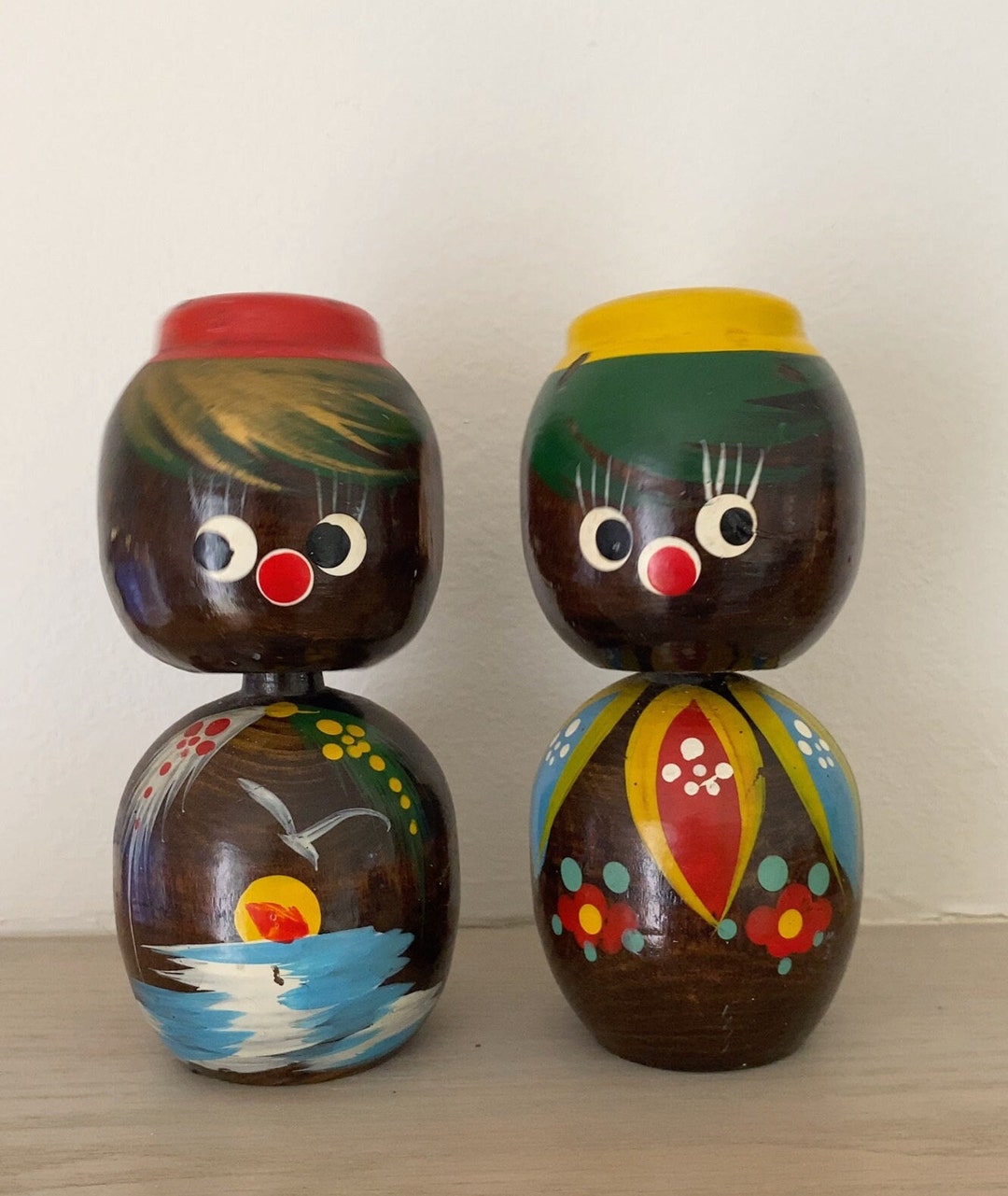 Vintage Hawaiian Wooden Bobble Head Pair Boho Chic Tiki Decor - Etsy