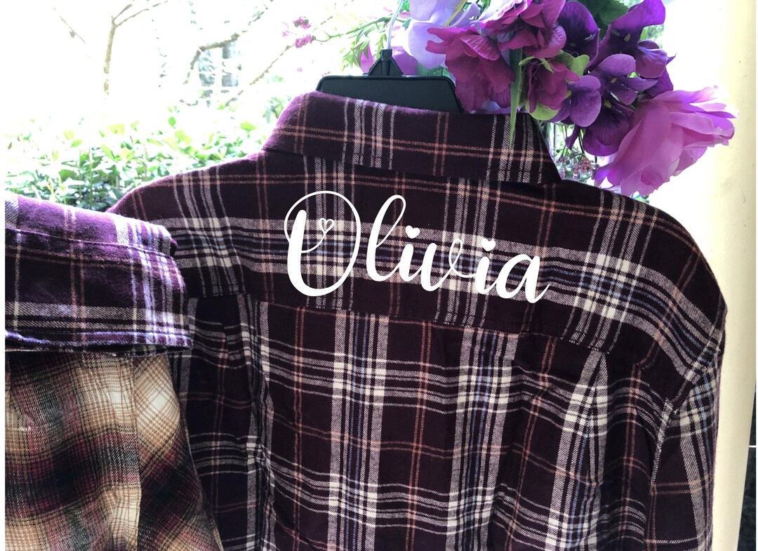 Plaid Bridal Party Flannels, Name on Collar, Cuff, Button Down Flannel ...