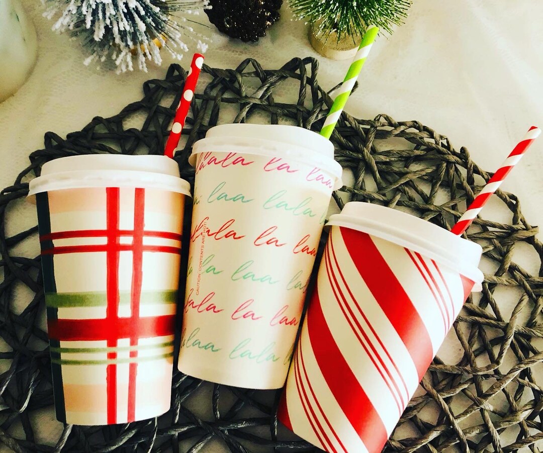 Holiday Paper Coffee Cups, Christmas Party Decor, Travel Coffee Cups ...