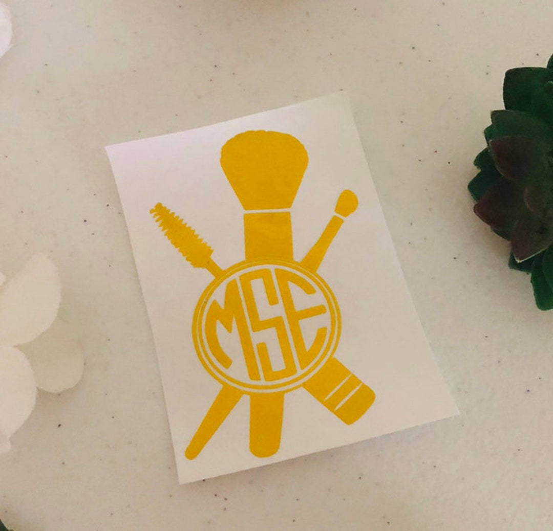 Custom Makeup Brush Decal - Personalized Monogram Sticker - Etsy