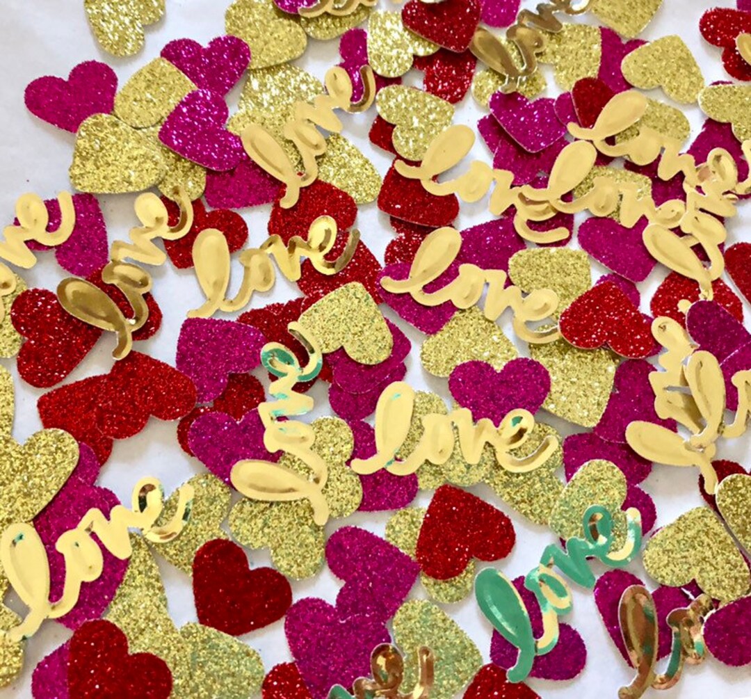 Hand Punched Glitter Confetti, Hearts and Love, Bachelorette Party ...