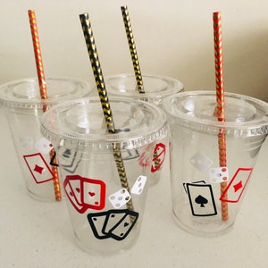 Poker Party Cups: Casino Night Plastic Cups With Straws - Etsy