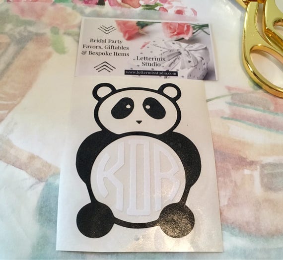 Panda Bear Monogram Decal Dorm Room Decor Car Window - Etsy