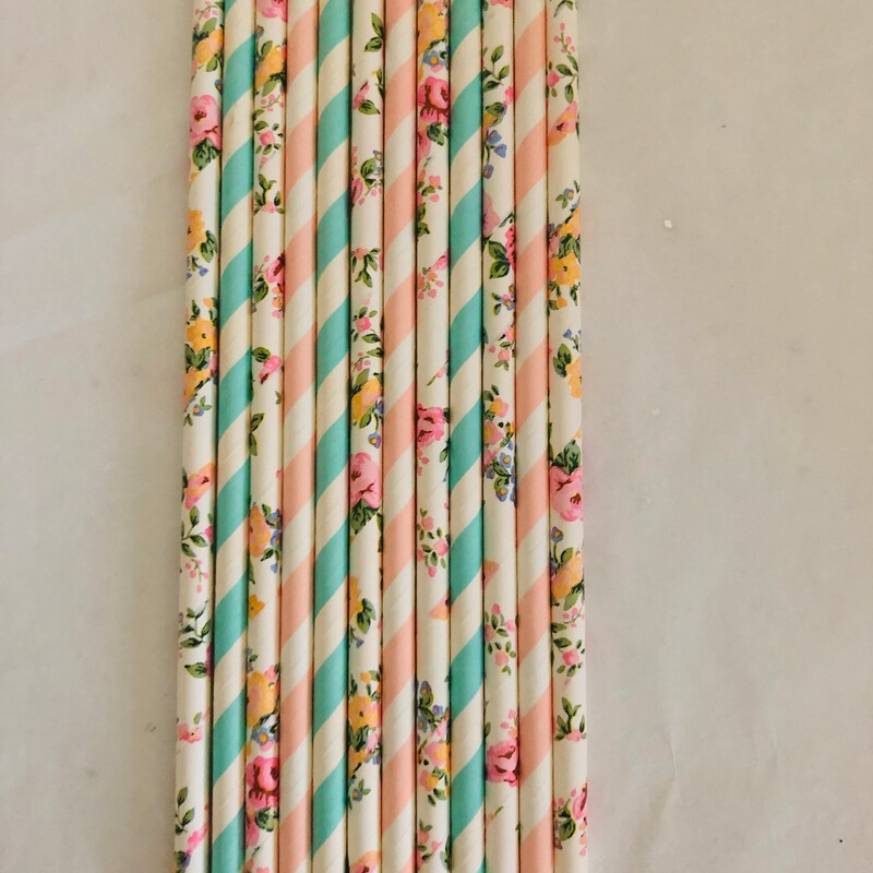 Floral Paper Straws - Etsy
