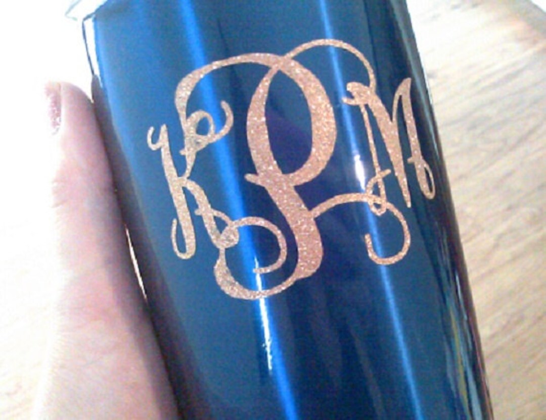 Glitter Vinyl Monogram Decal, Preppy Monogram for Tumbler, Gifts - Etsy