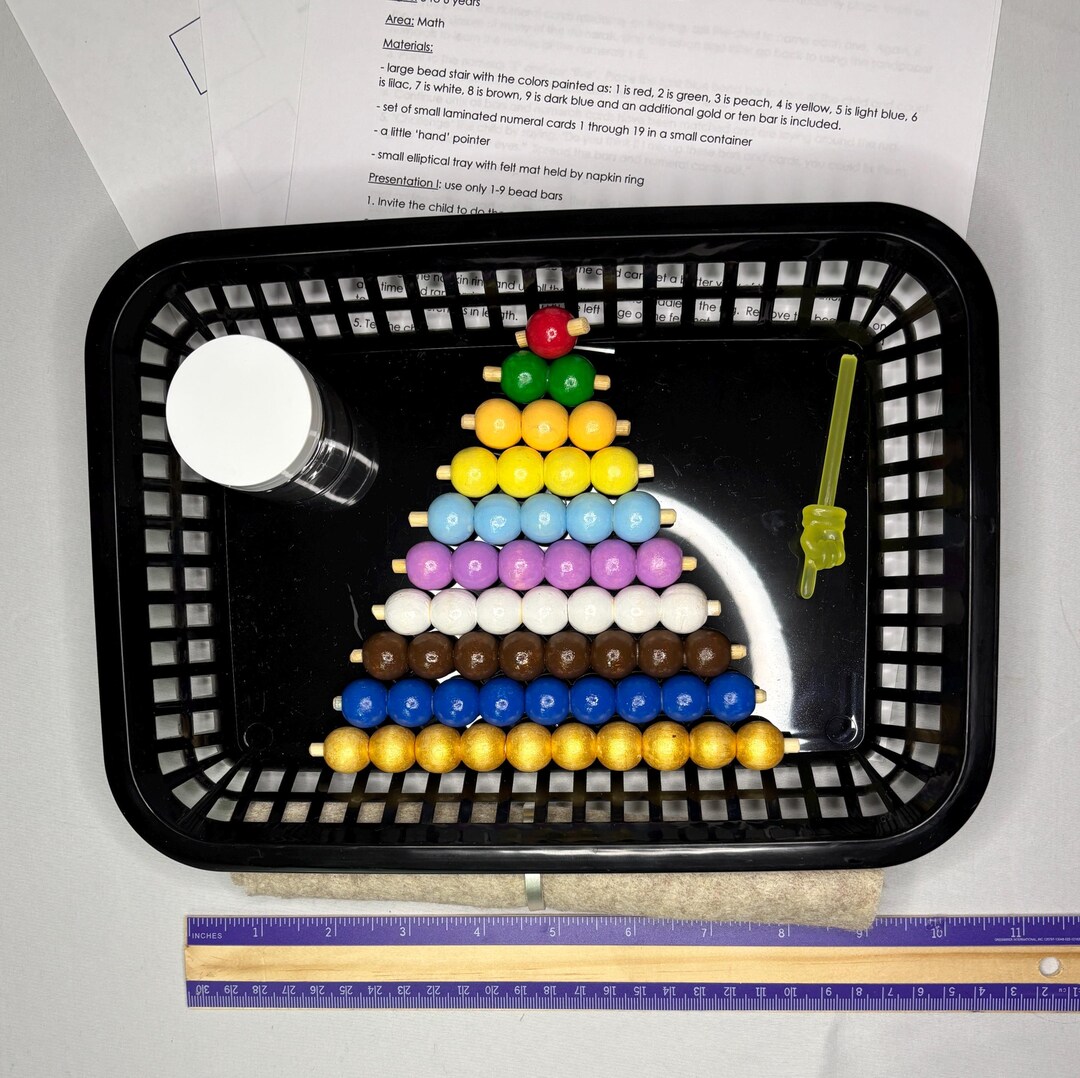 Large Bead Stair - Montessori - Math - Number and Numerals 1-19 - Etsy