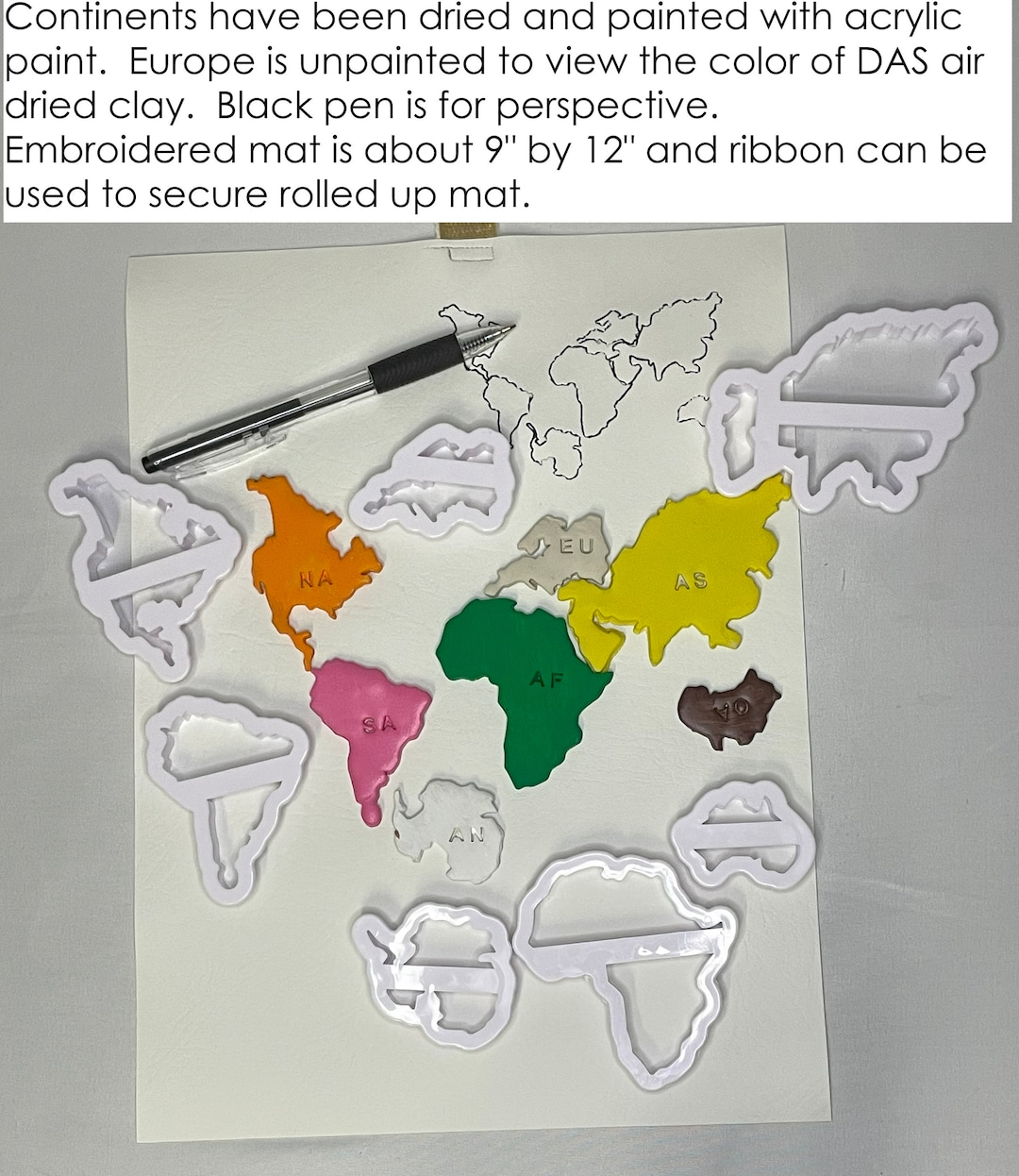World Map Montessori Play Dough Cutters - Continents of the World - Etsy