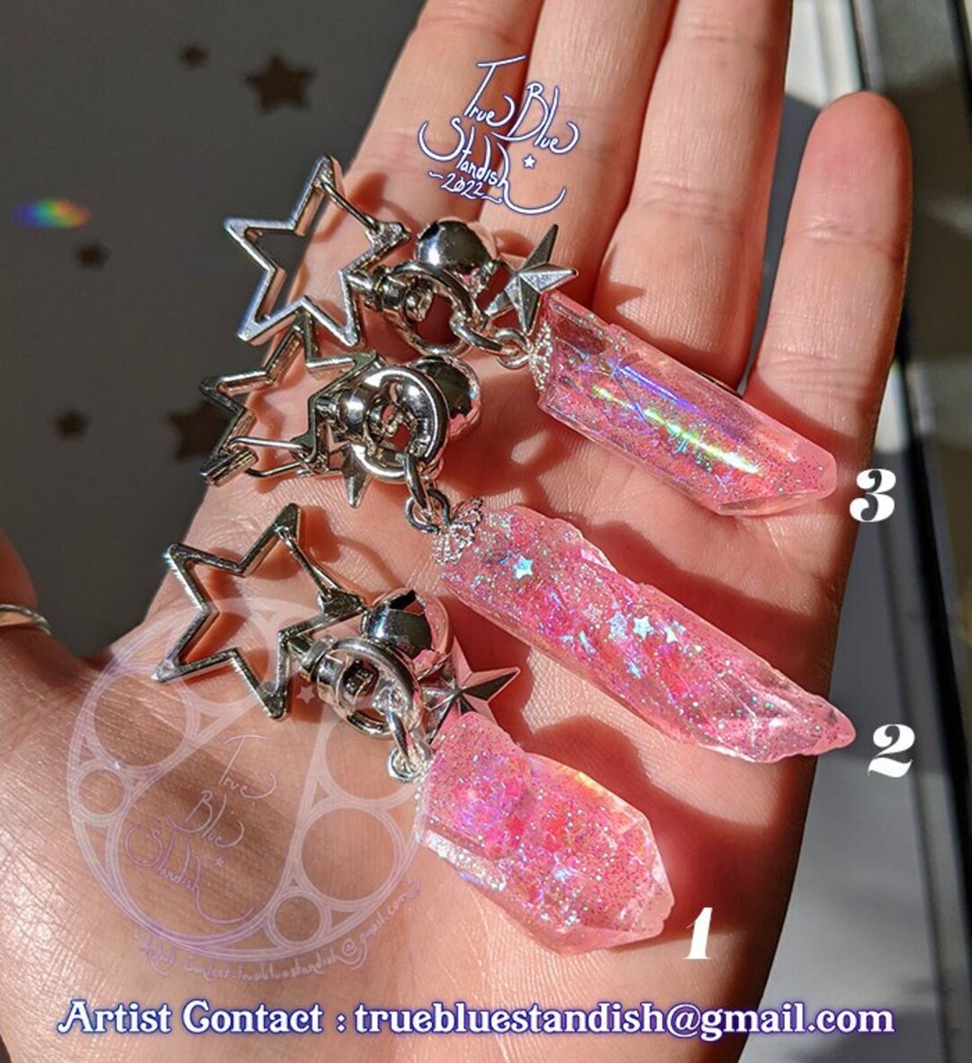 Iridescent Pastel Pink Celestial Glitter Crystal Charms - Etsy