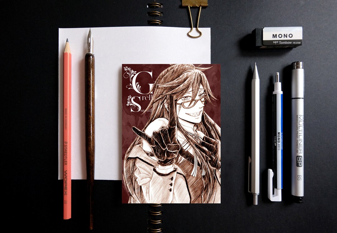 Kuroshitsuji Black Butler Sketch Anime Postcard V2 - Grell Sutcliff - Etsy