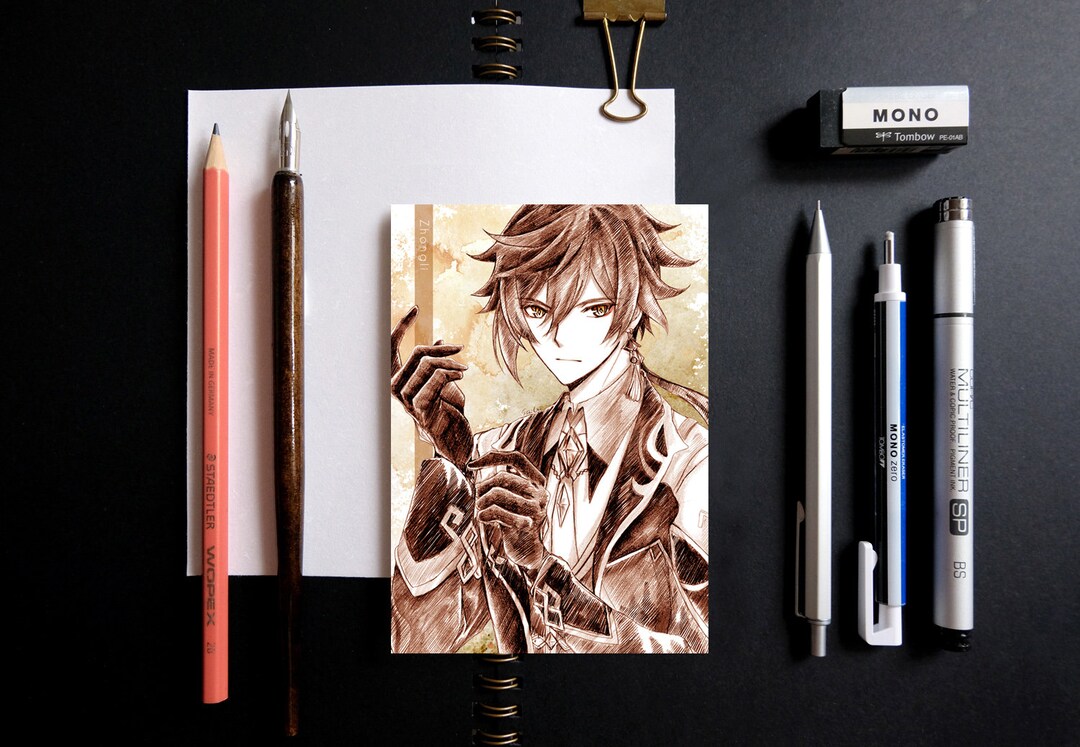 Genshin Impact Postcard Zhongli Morax Shouri - Etsy