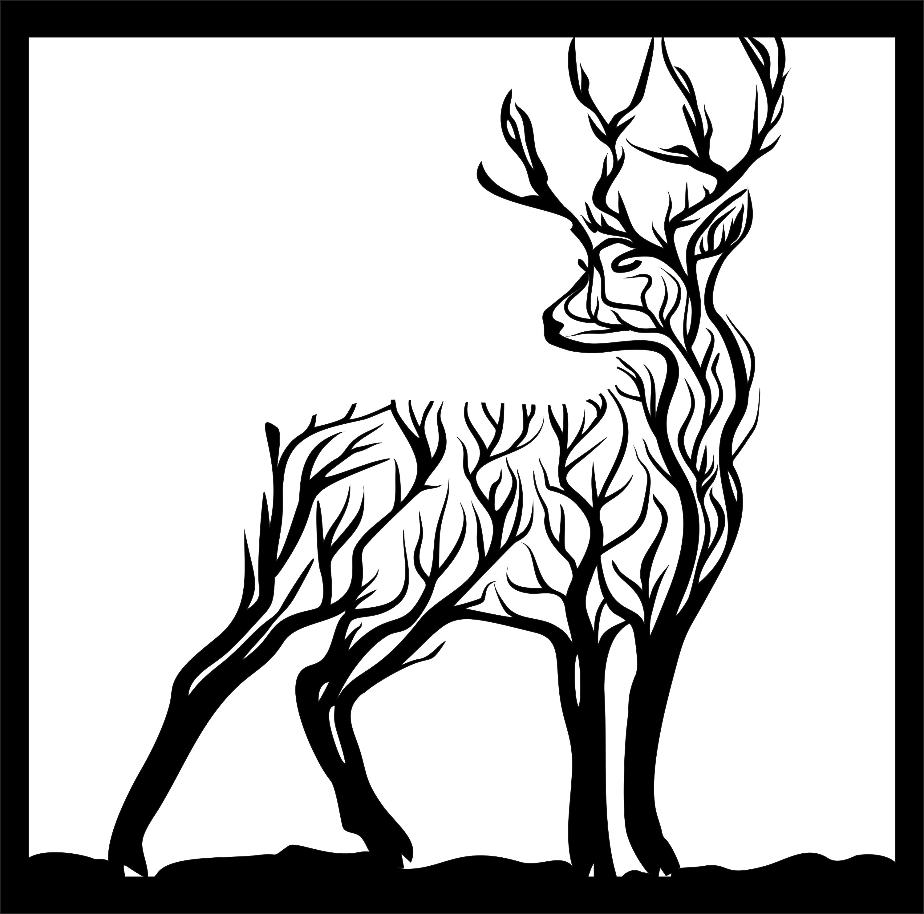 Deer Wall Art Svg Panel Deer Tree Panel Dxf Glowforge and - Etsy
