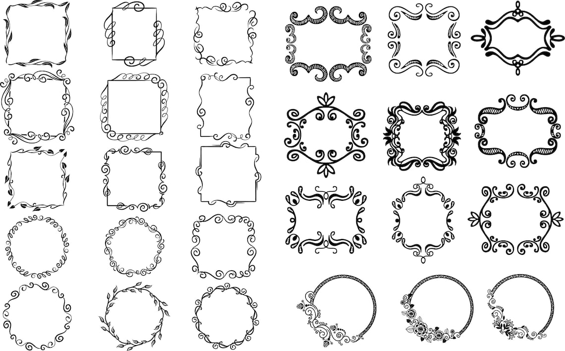 Cadre décoratif SVG, Couronne SVG Bundle, Flower Wreath SVG, Cut Files ...