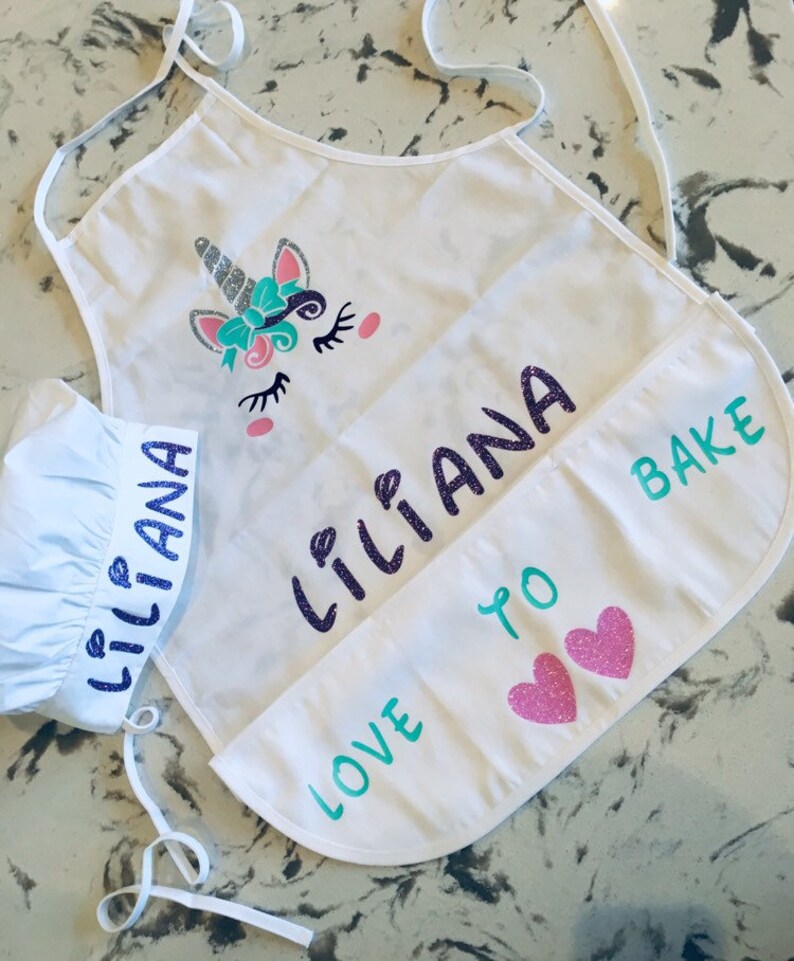 Love to Paint Crafting Apron, Personalized Kids Apron W/ Chef Hat Set ...