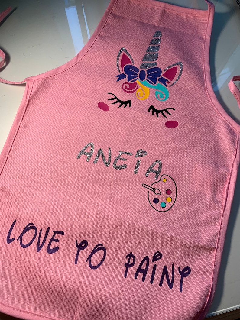 Love to Paint Crafting Apron, Personalized Kids Apron W/ Chef Hat Set ...