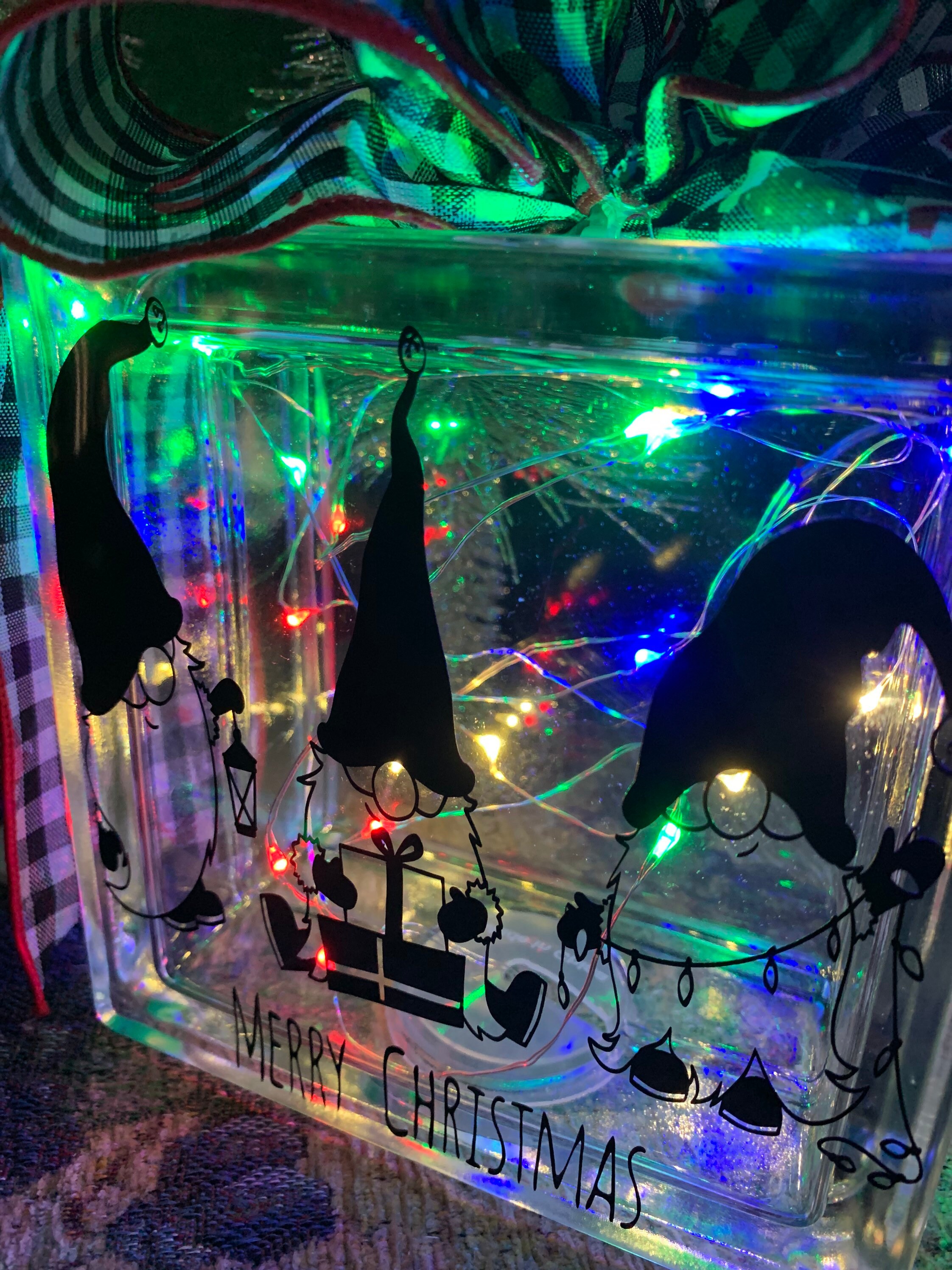 Gnomes Decor, Merry Christmas Gnomes, Holiday Gnomes, Lighted Glass ...