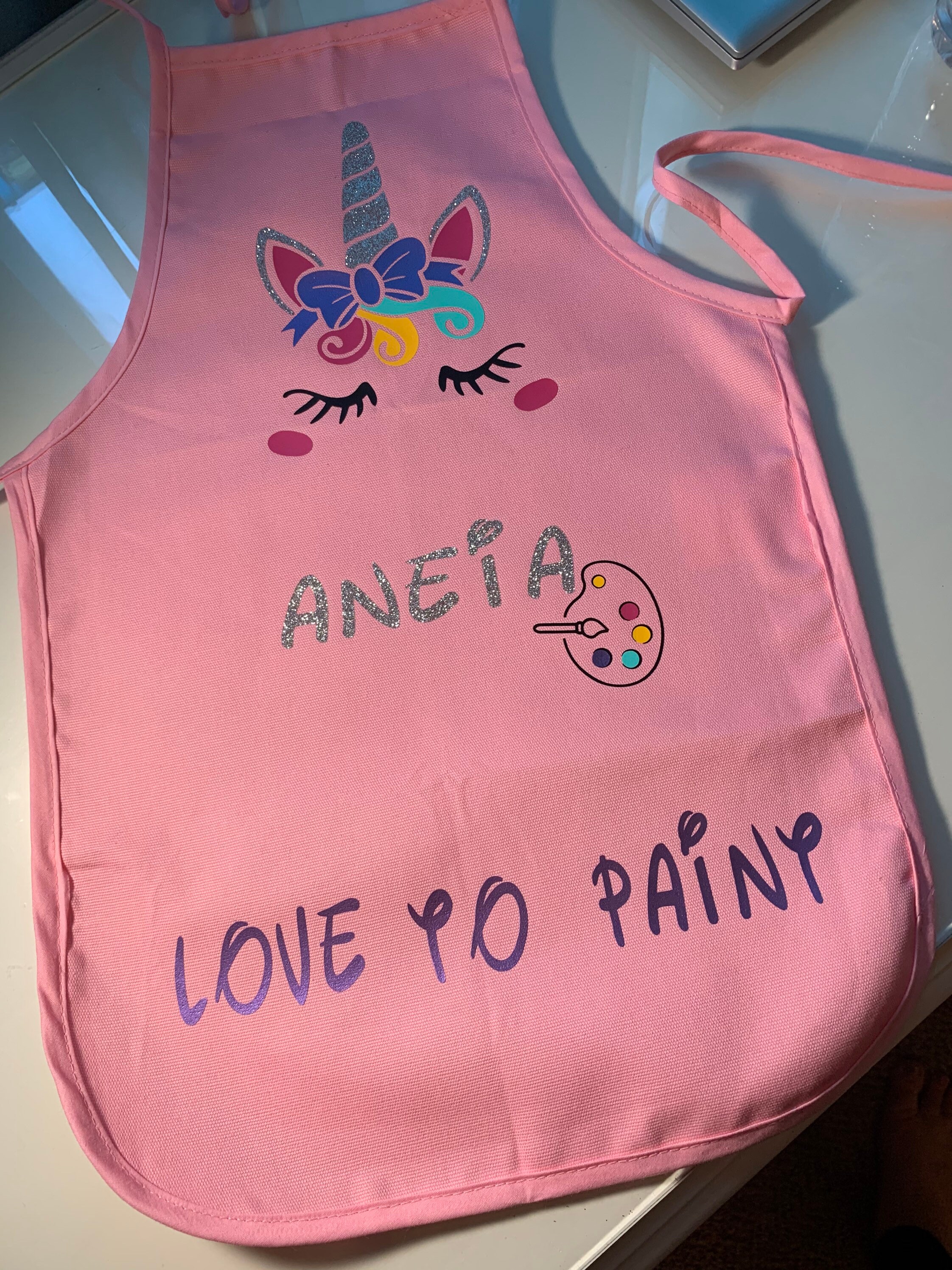 Love to Paint Crafting Apron, Personalized Kids Apron W/ Chef Hat Set ...