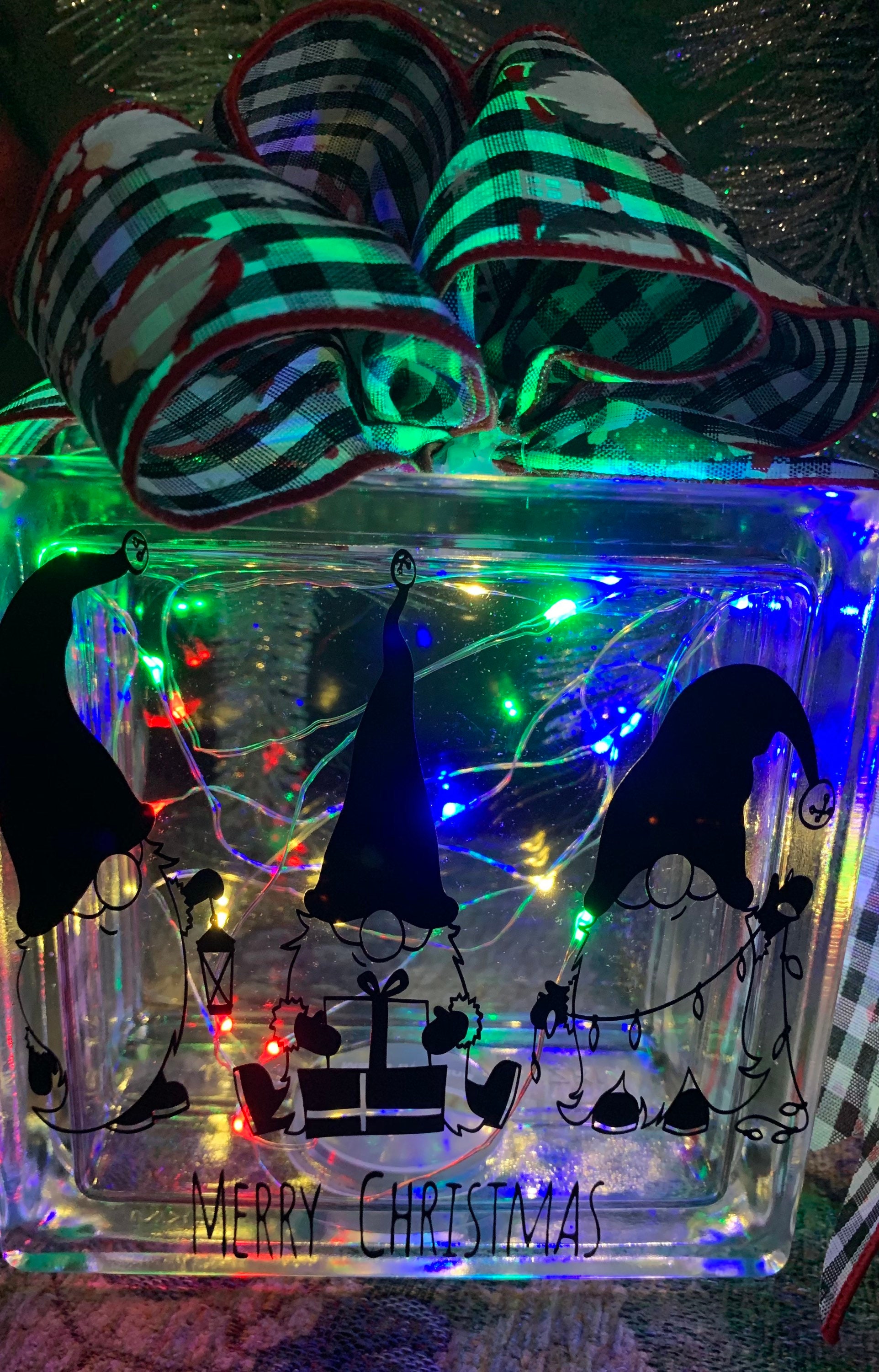 Gnomes Decor, Merry Christmas Gnomes, Holiday Gnomes, Lighted Glass ...