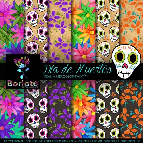 Day of the Dead Pink Digital Paper Collection 12x12 | Etsy