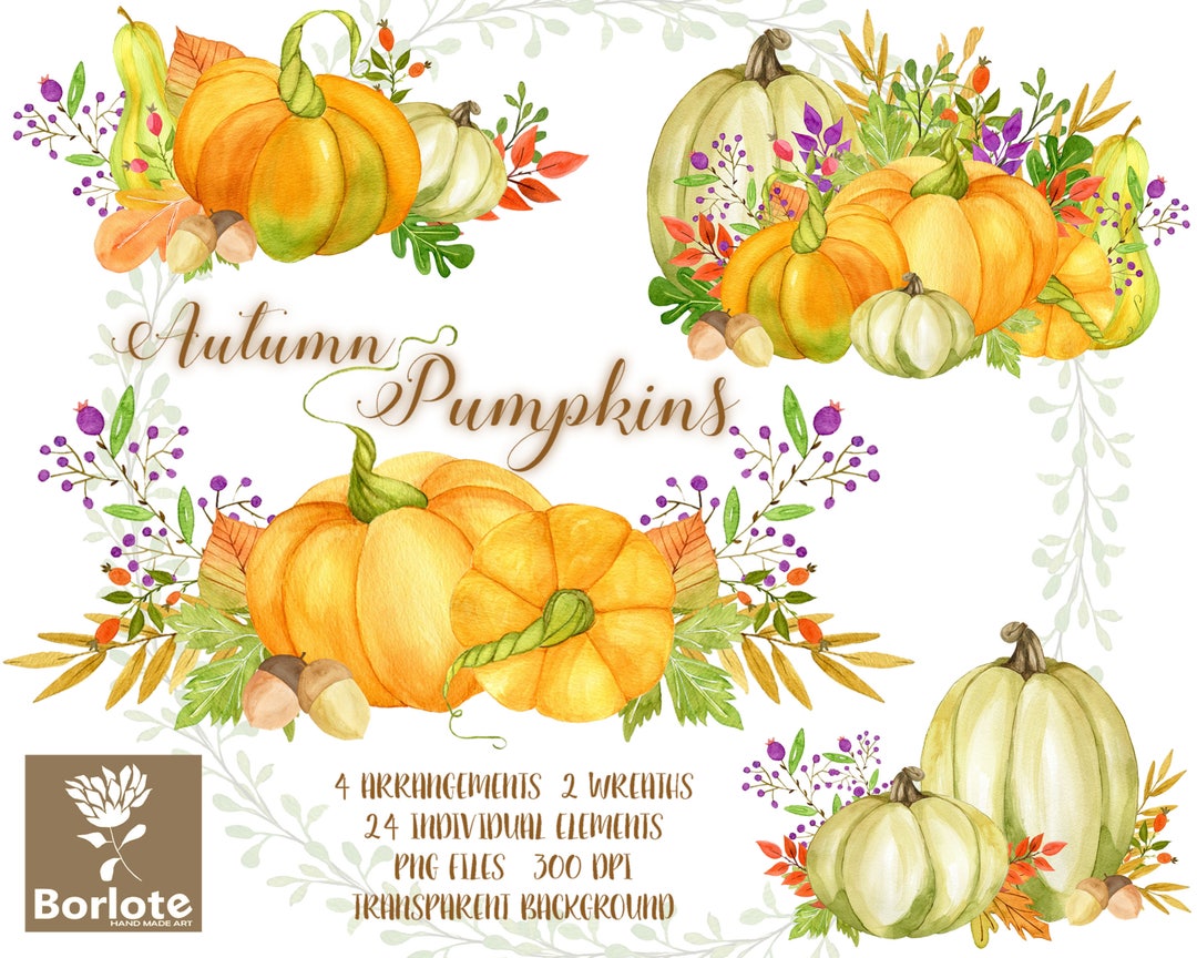 Thanksgiving Crafts, Fall Cliparts Watercolor Pumpkins, Thanksgiving ...