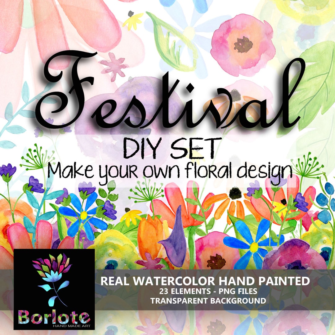 Watercolor Floral Clipart, Colorful Flowers, , Clip Art Images, DIY ...