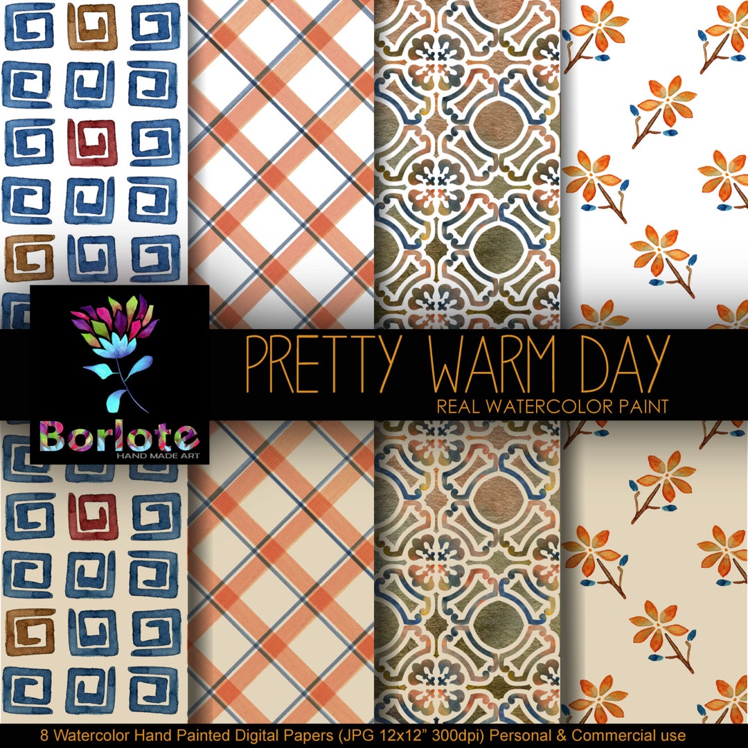Warm Pretty Day Watercolor Flowers Digital Paper Party - Etsy