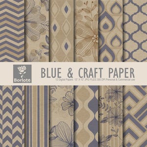 Blue Patterns Craft Paper Patterns Digital Paper - Etsy