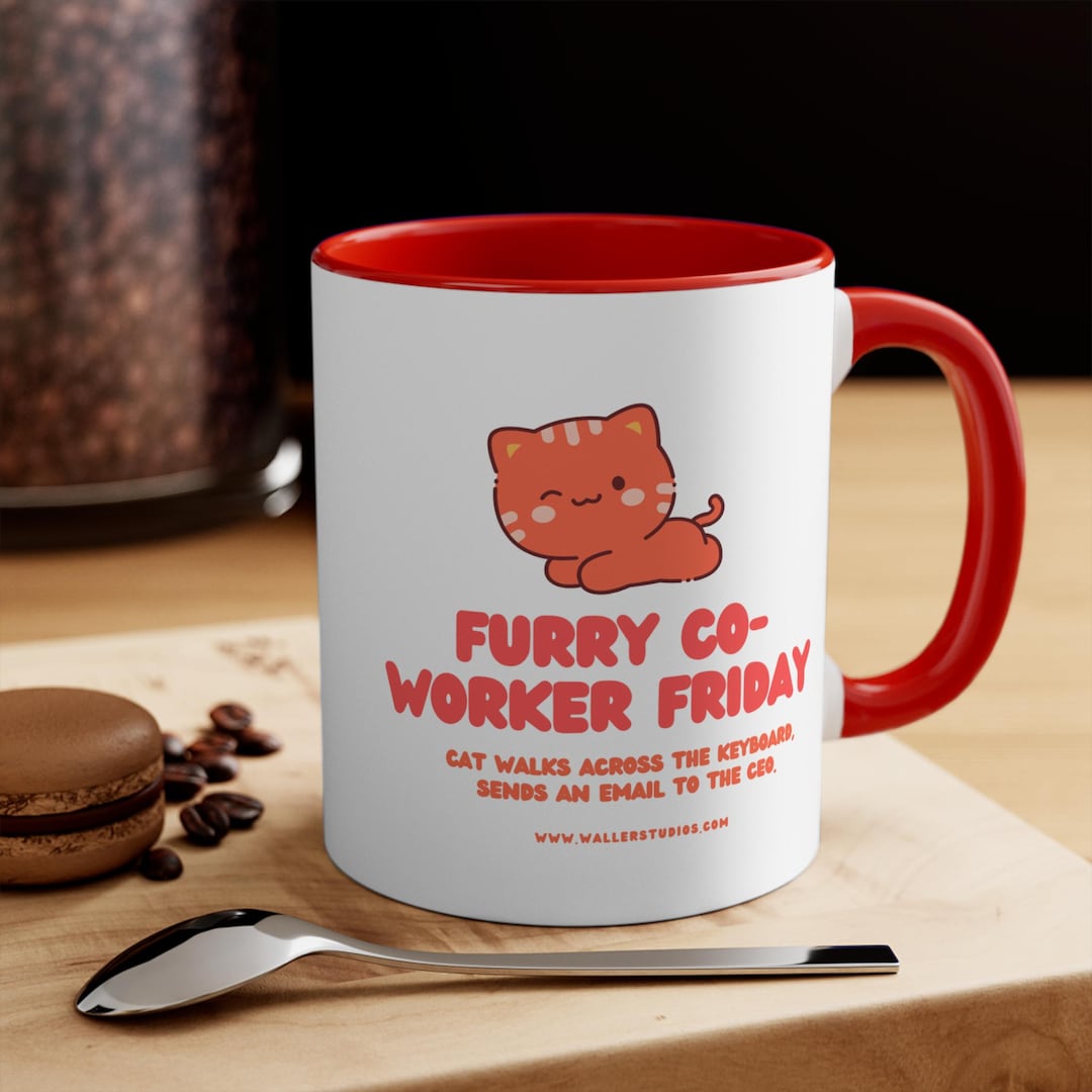 Furry Cat Coffee Mug: Colorful Ceramic Accent Mug, Fun Office Gift - Etsy