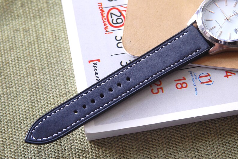Blue Leather 18mm Watch Strap Blue Leather 20mm Watch Strap - Etsy ...