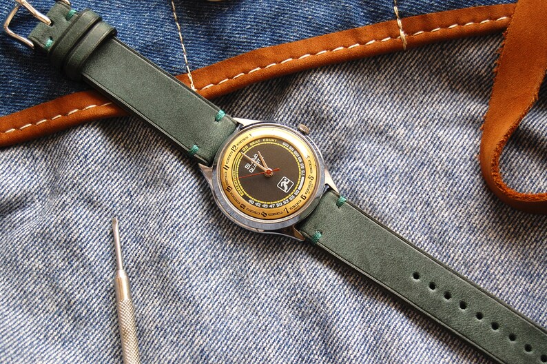 Green Leather Watch Strap 20mm Green Leather Watch Strap 18mm | Etsy