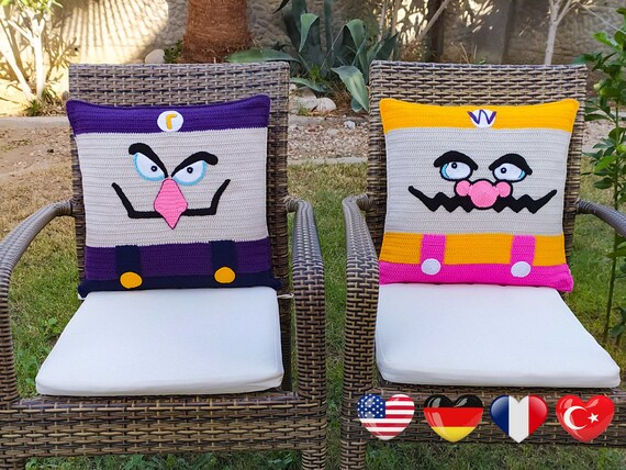 Pillow Cover Crochet Pattern Pillow Crochet Pattern Wario & - Etsy