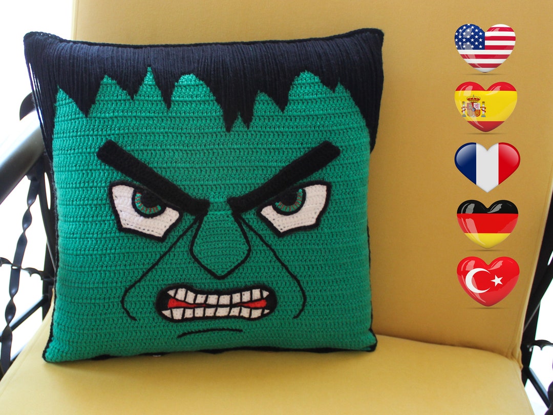 Hulk Crochet Pattern, Hulk Pillow Crochet Pattern, Hulk, Cushion Cover ...