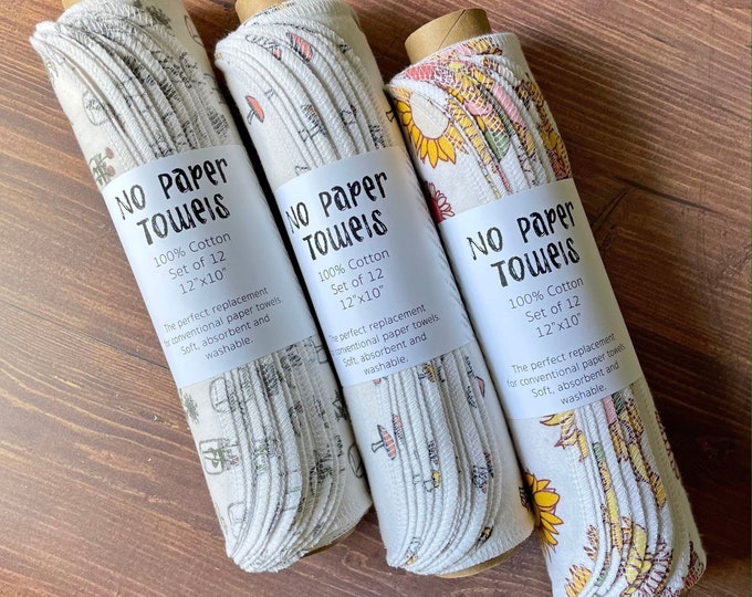 No Paper Towels // Individual Print // Mushroom // Sunflowers // Mason ...