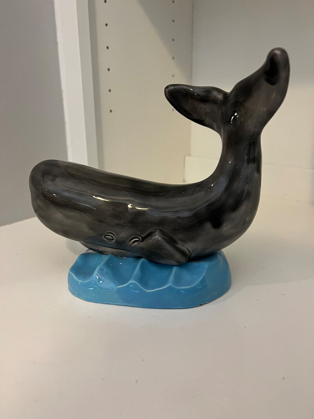 Vintage Whale Figure on Blue Base - Etsy