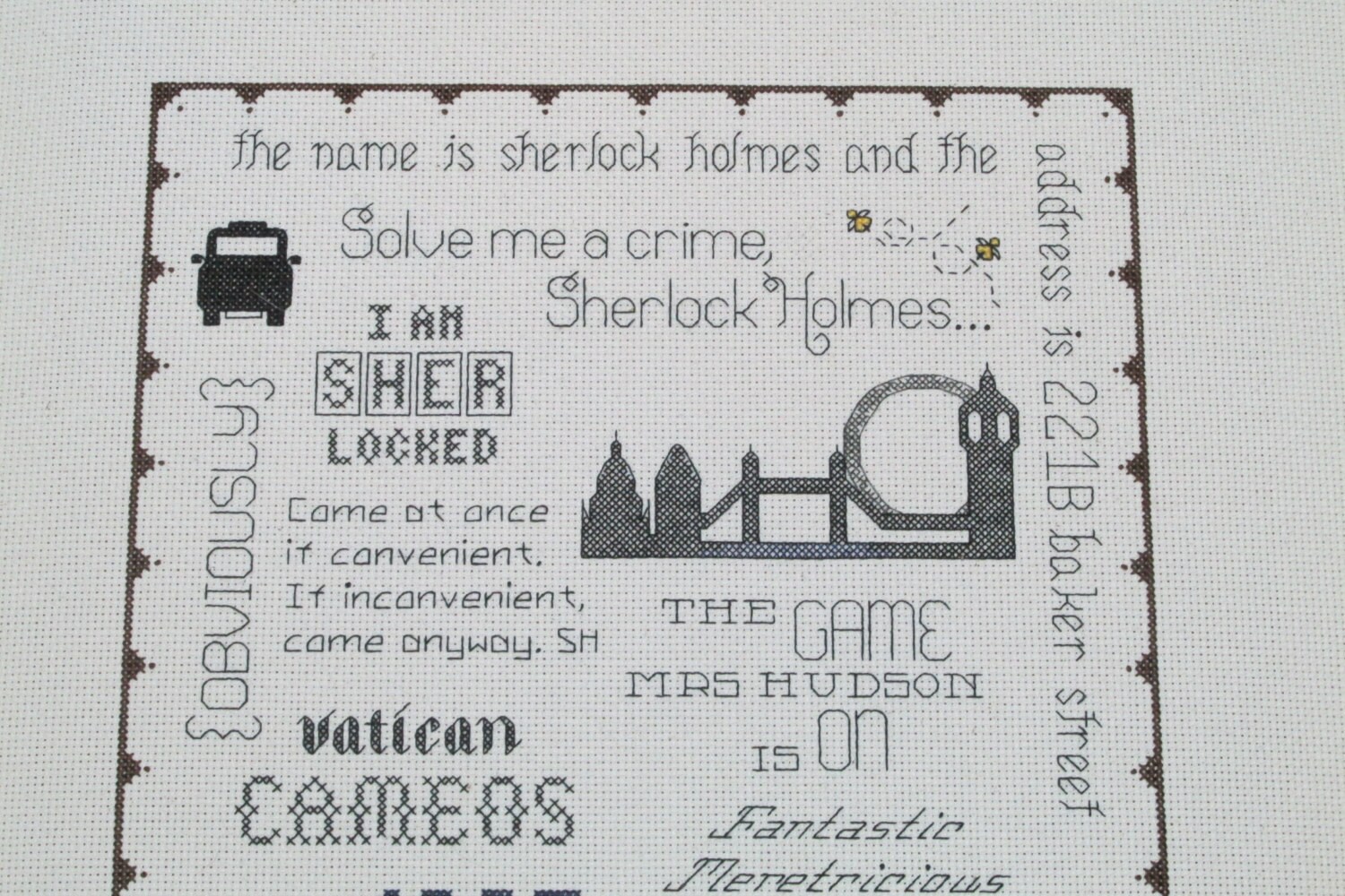 Sherlock BBC Cross Stitch Sampler Pattern - Etsy