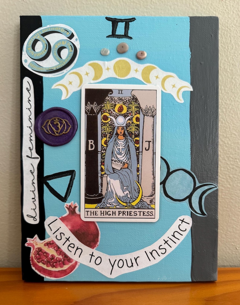 The High Priestess Tarot 6x8 Canvas Mixed Media - Etsy