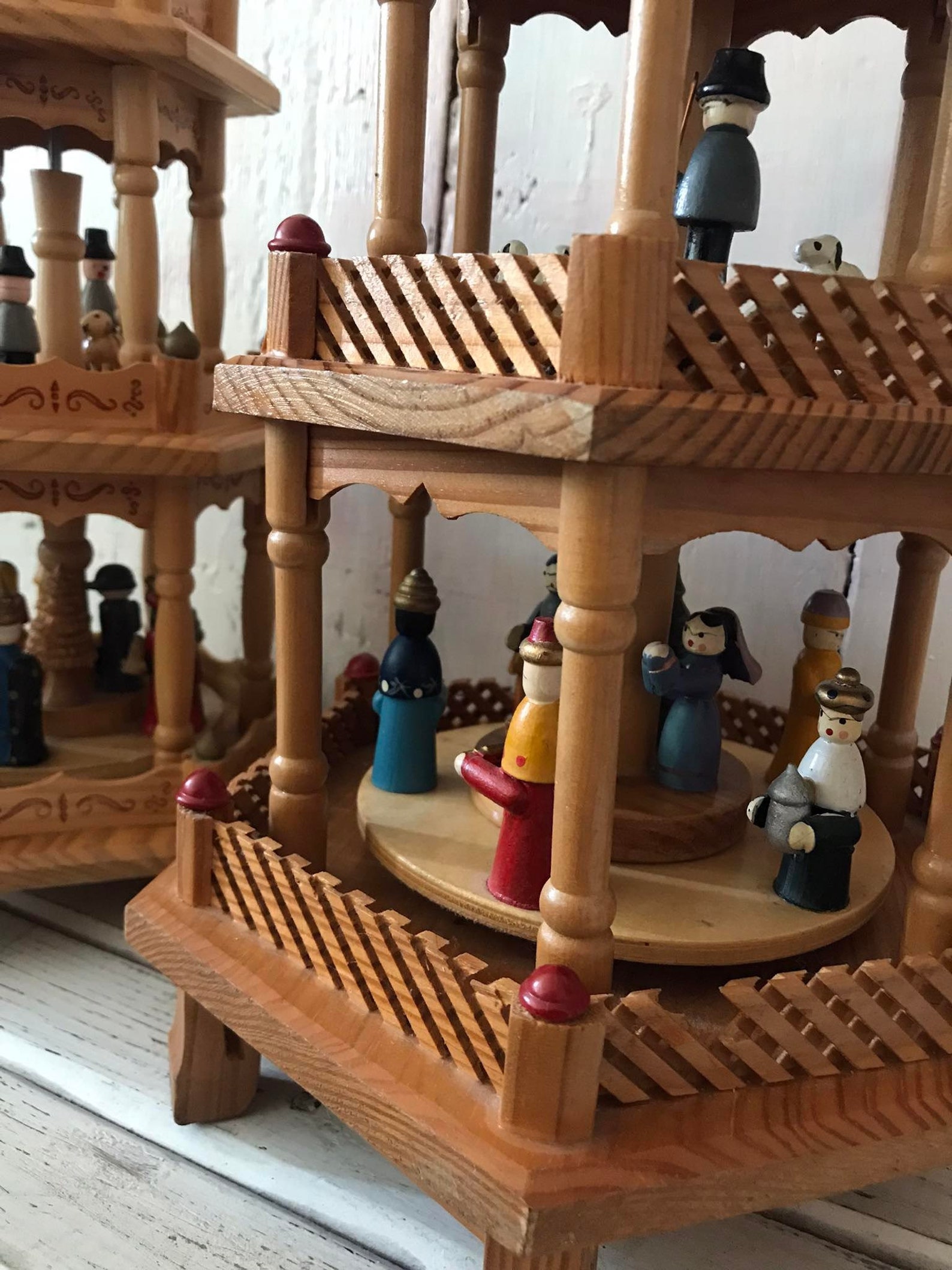 Set of Traditional Christmas Carousel Germany - 2 X Wood Toys - Etsy