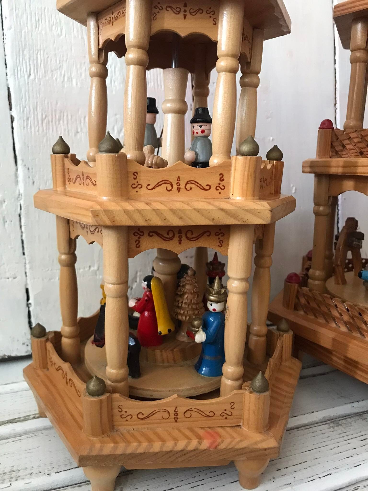 Set of Traditional Christmas Carousel Germany - 2 X Wood Toys - Etsy