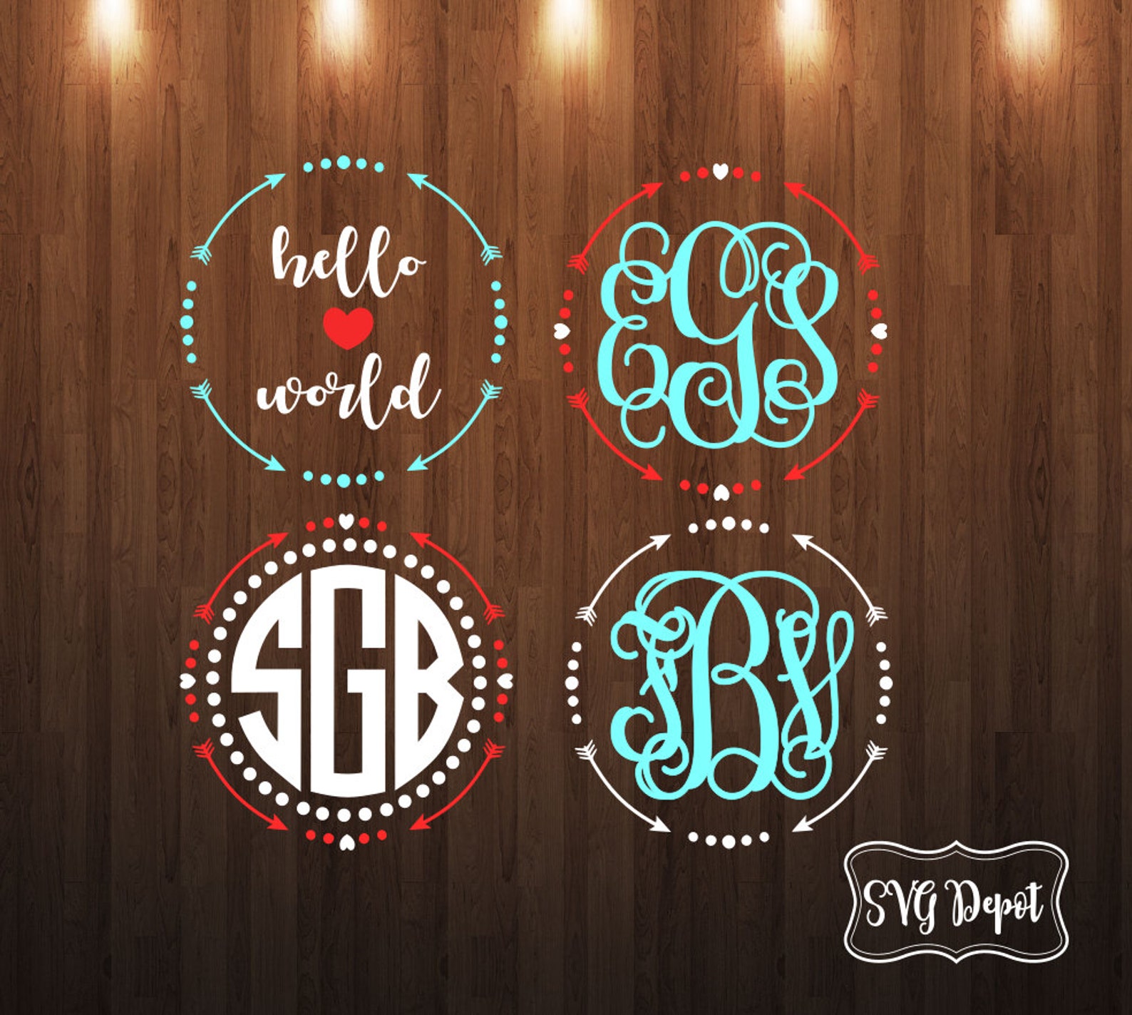 Monogram arrow circle group svg file hello world svg arrows | Etsy