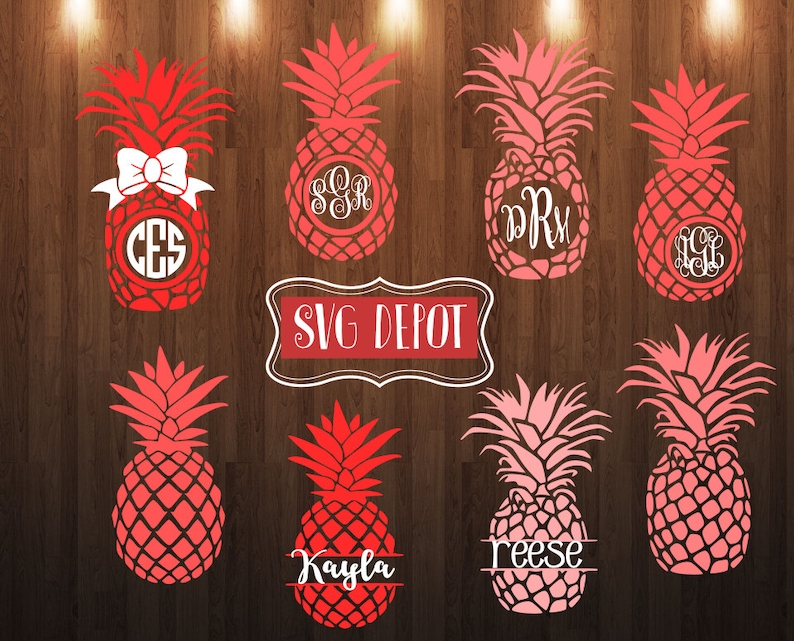 Preppy Pineapple Group Svg File, Split Pineapple Monogram, Cut File - Etsy