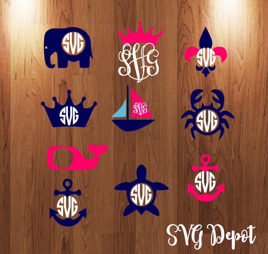 Tshirt Monogram Elements Svg, Svg File, Dxf File, Cricut Design Space ...